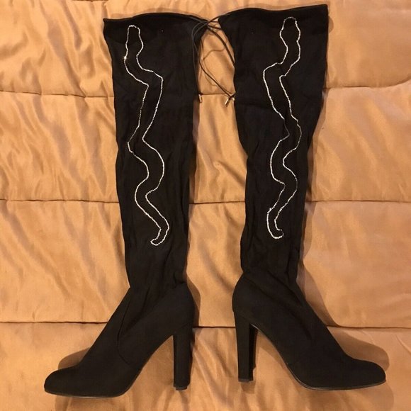 Shoes | Fan Made Taylor Swift Reputation Era Knee High Heel Boots ...